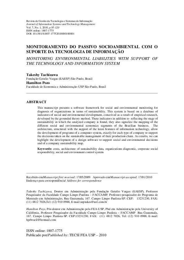 (PDF) Monitoramento do passivo socioambiental com o suporte da ...