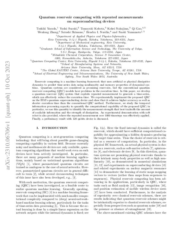 Pdf Quantum Reservoir Computing With Repeated Measurements On Superconducting Devices