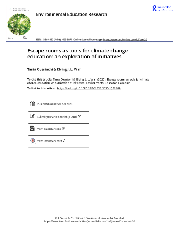 (PDF) Escape rooms as tools for climate change education: an ...