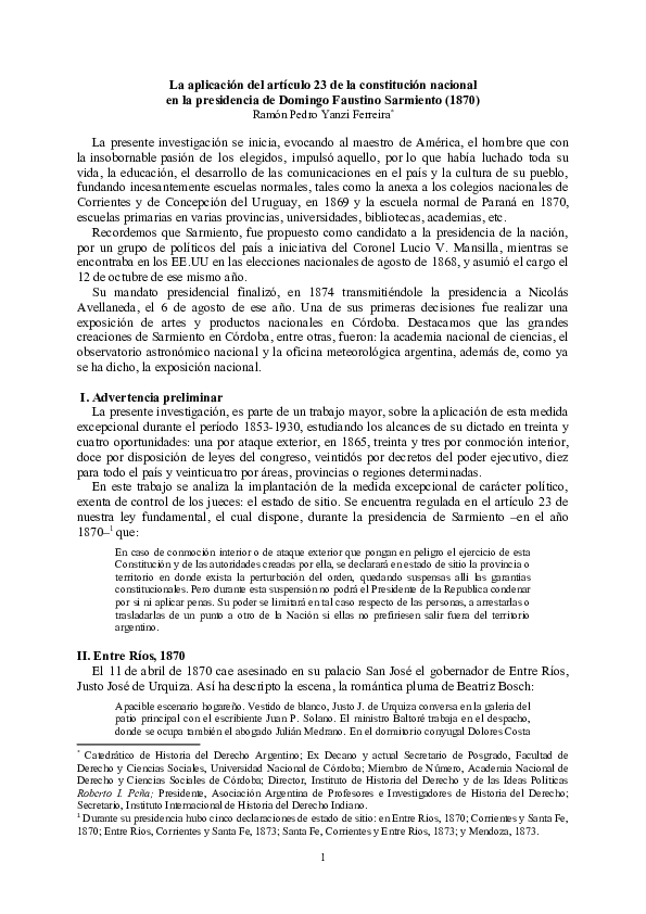 (DOC) La aplicación del artículo 23 de la constitución nacional en la ...