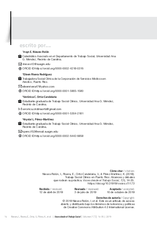 (PDF) Trabajo Social Clínico en Puerto Rico: Alcances y debates que ...
