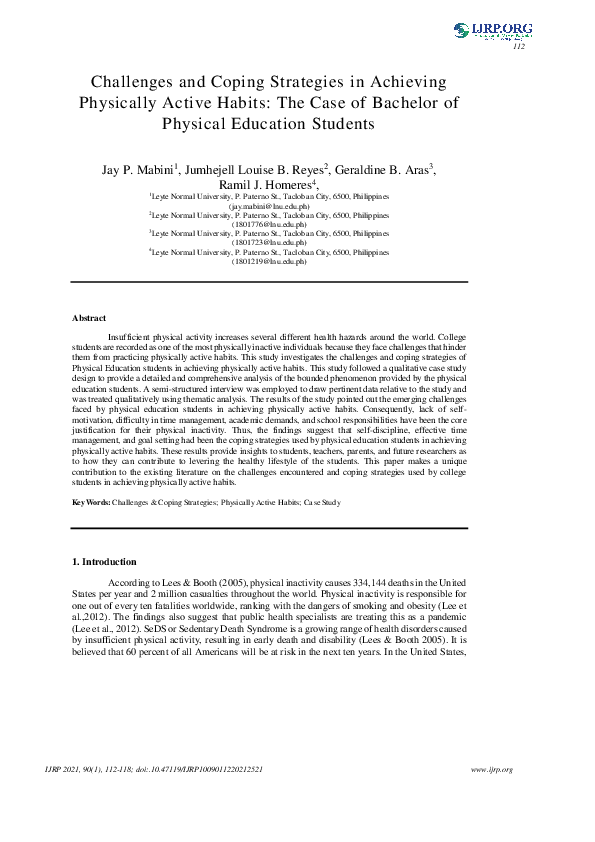 (PDF) Challenges and Coping Strategies in Achieving Physically Active ...