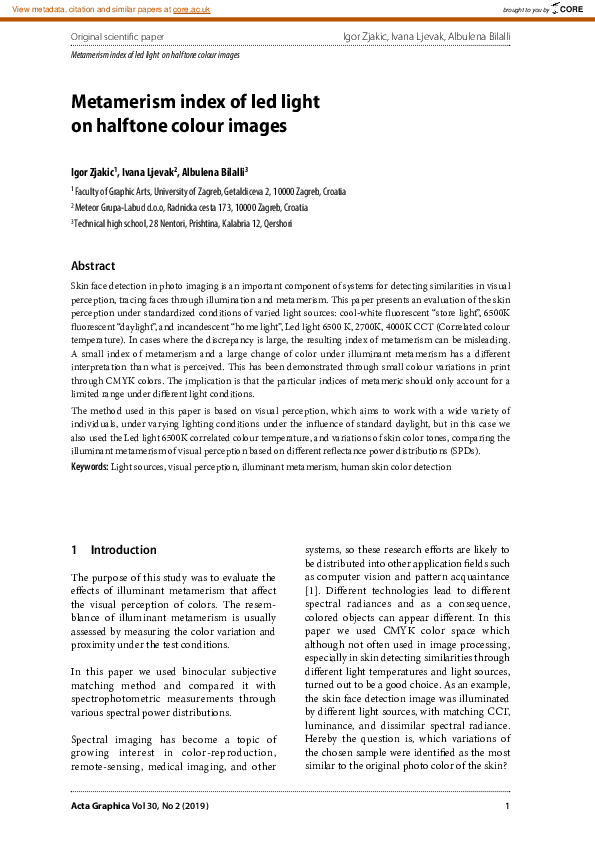 (PDF) Metamerism Index of Led Light on Halftone Colour Images