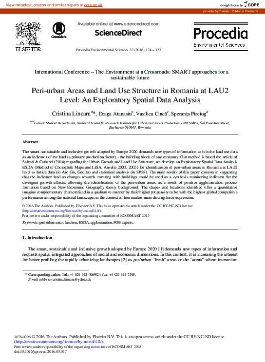 (PDF) Peri-urban Areas and Land Use Structure in Romania at LAU2 Level: An Exploratory Spatial ...