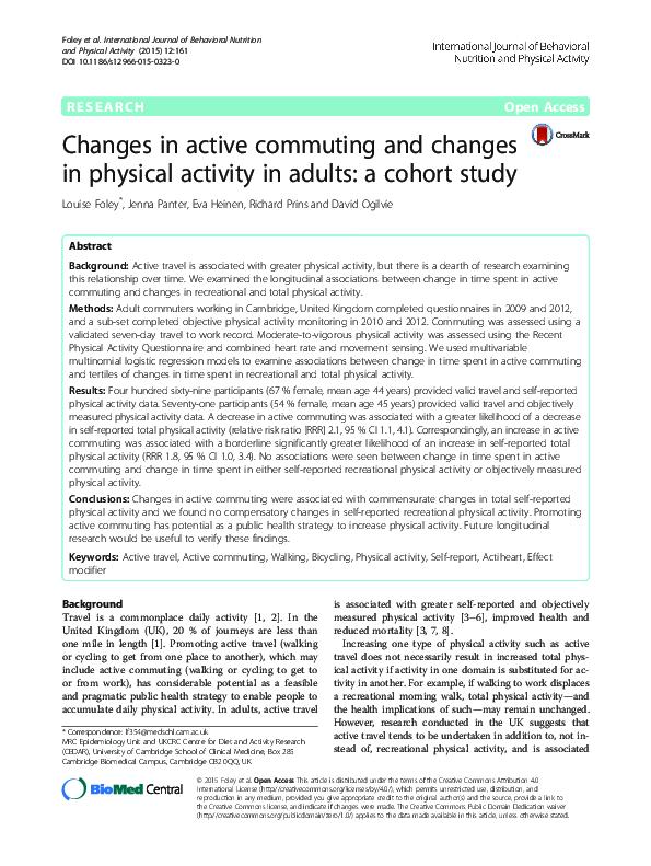 (PDF) Changes in active commuting and changes in physical activity in ...