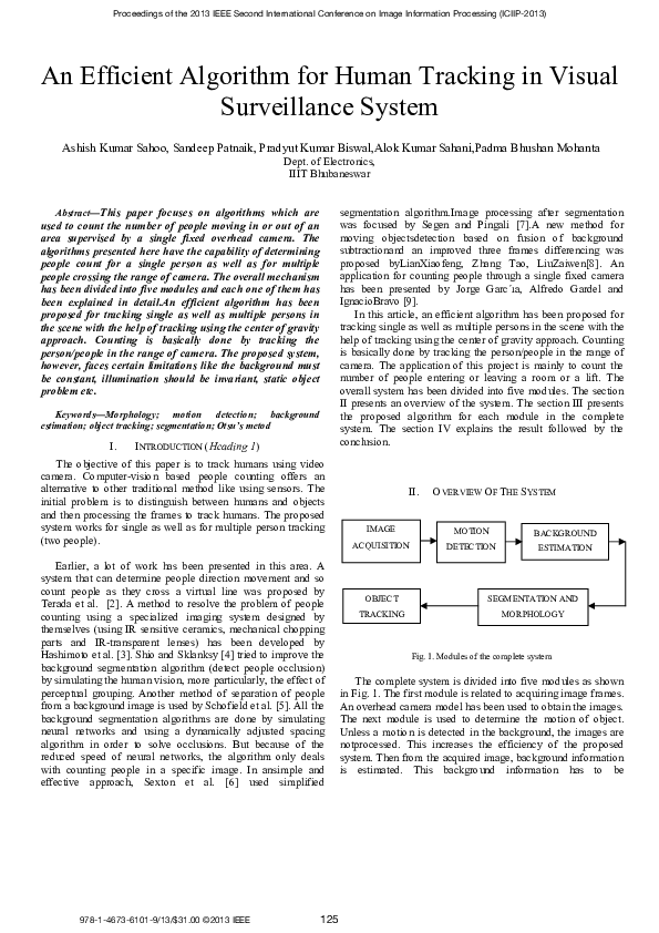 Pdf An Efficient Algorithm For Human Tracking In Visual Surveillance