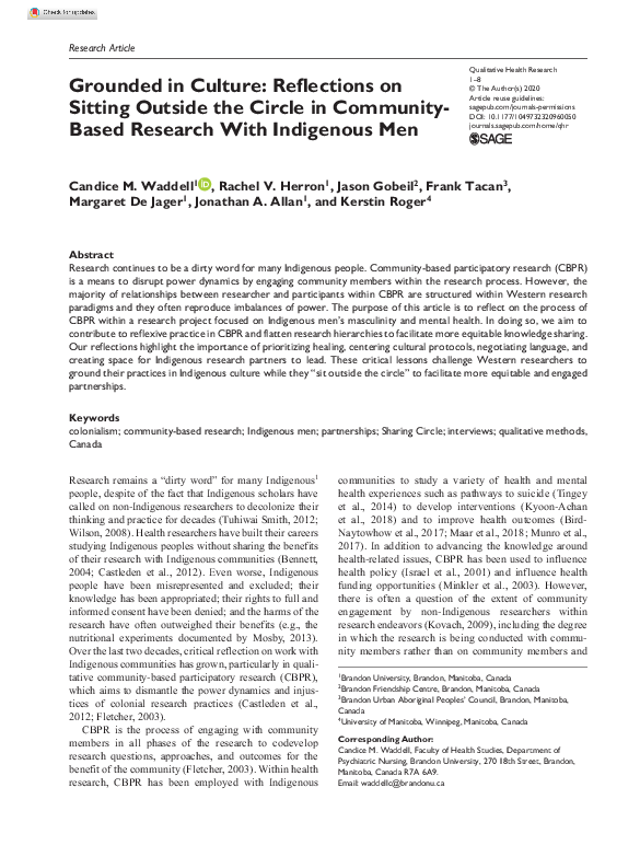 (PDF) Grounded in Culture: Reflections on Sitting Outside the Circle in ...