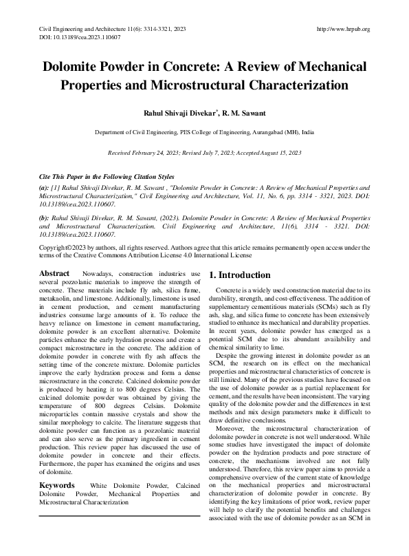 (PDF) Dolomite Powder in Concrete: A Review of Mechanical Properties ...