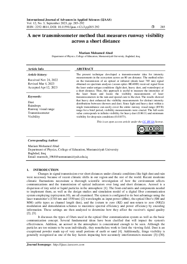 (PDF) A new transmissometer method that measures runway visibility ...