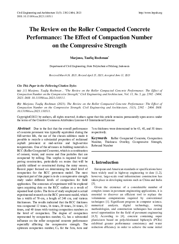Pdf The Review On The Roller Compacted Concrete Performance The Effect Of Compaction Number