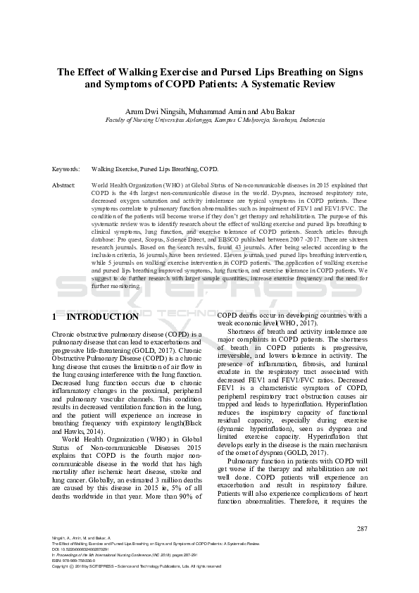 Pdf The Effect Of Walking Exercise And Pursed Lips Breathing On Signs And Symptoms Of Copd