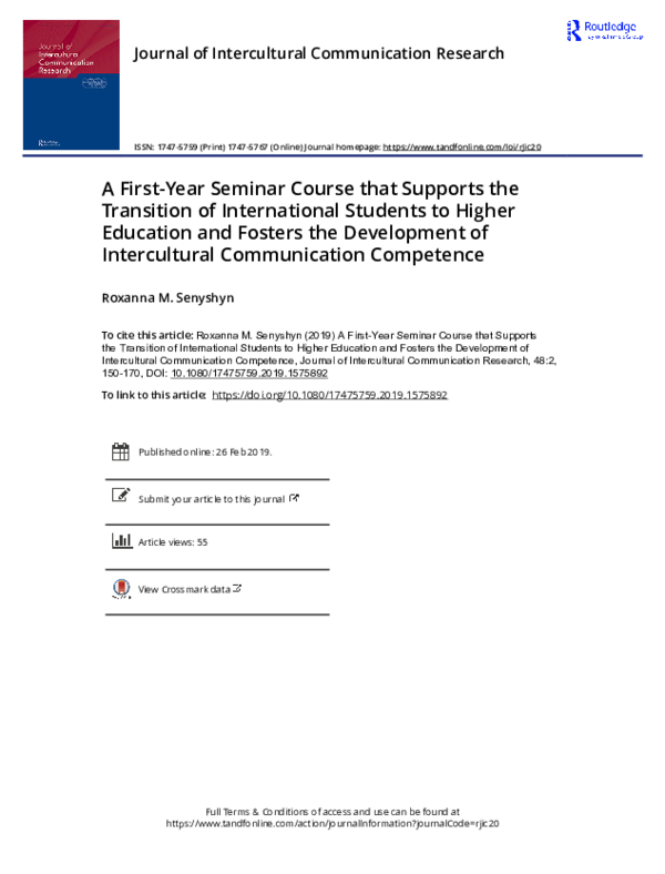 (PDF) A First-Year Seminar Course that Supports the Transition of ...