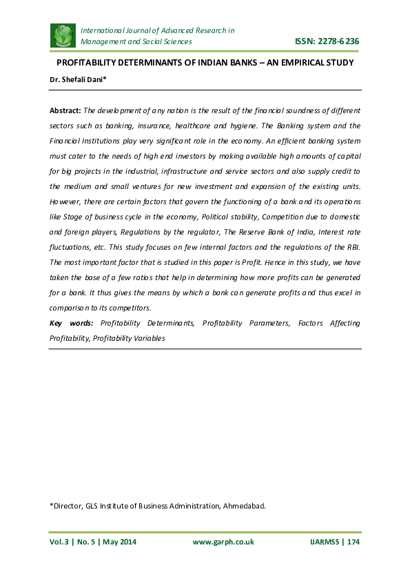(PDF) Determinants of Profitability in Indian Banks (PDF) Determinants of Profitability in Indian Banks
