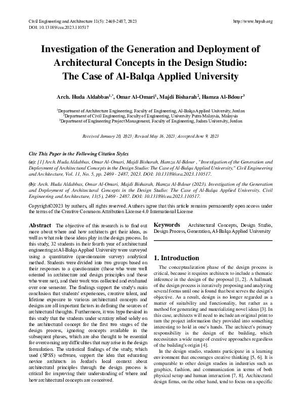 (PDF) Investigation of the Generation and Deployment of Architectural Concepts in the Design ...
