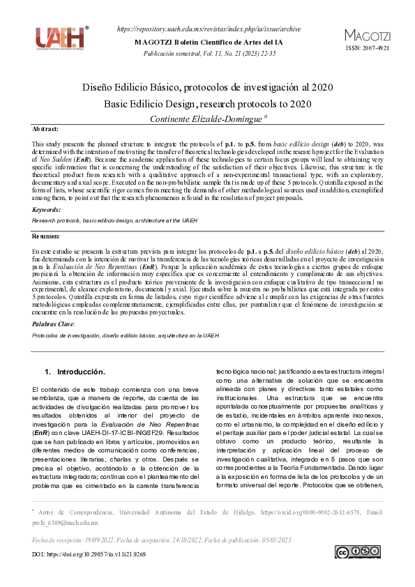 (PDF) Diseño Edilicio Básico, protocolos de investigación al 2020 Basic Edilicio Design ...