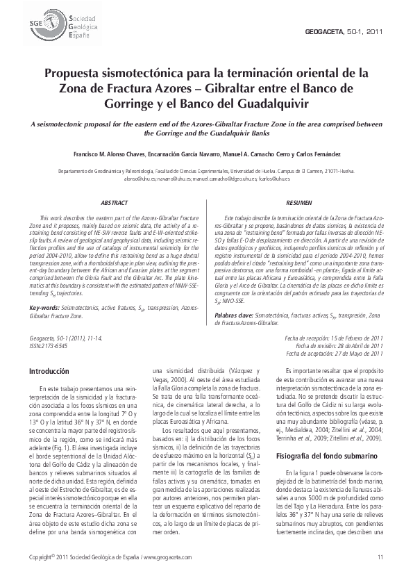 (PDF) Propuesta sismotectónica para la terminación oriental de la Zona ...