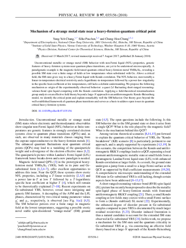(PDF) Mechanism of strange metal state near a heavy fermion quantum ...