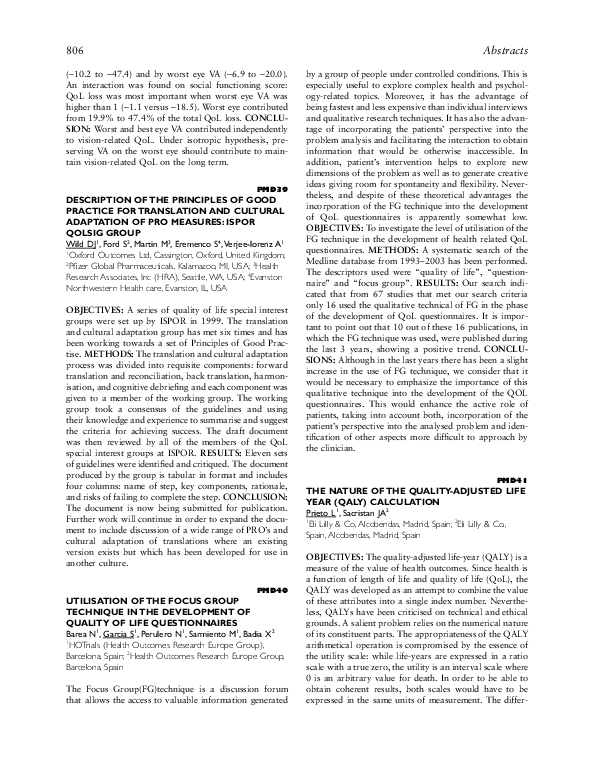 (PDF) PMD41 the Nature of the Quality-Adjusted Life Year (Qaly) Calculation