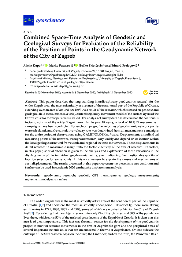 (PDF) Combined Space–Time Analysis of Geodetic and Geological Surveys ...