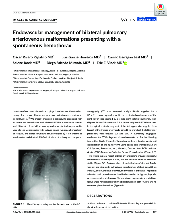 (PDF) Endovascular management of bilateral pulmonary arteriovenous malformations presenting with ...