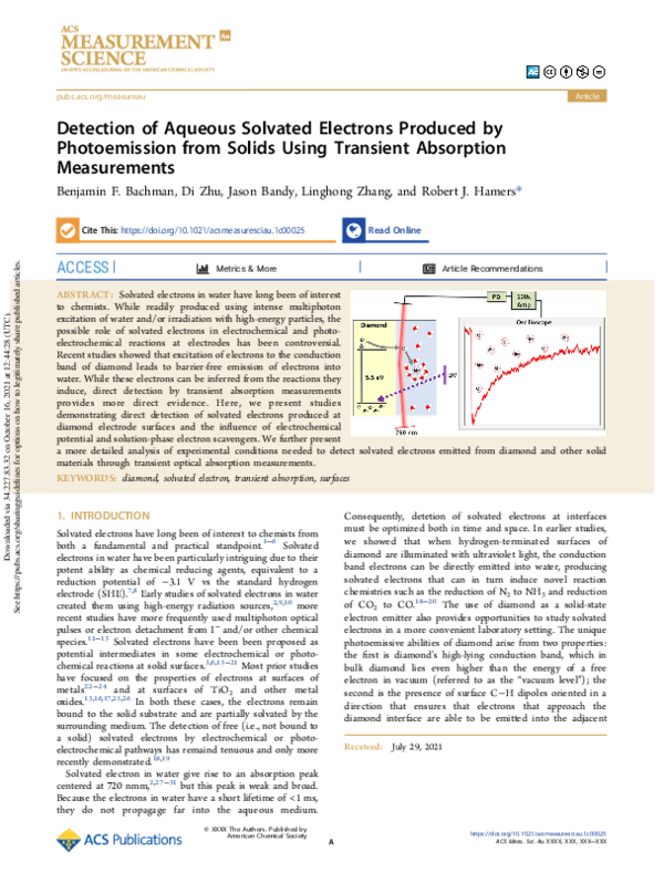 (PDF) Detection of Aqueous Solvated Electrons Produced by Photoemission ...