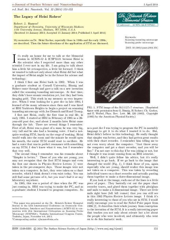 (PDF) The Legacy of Heini Rohrer