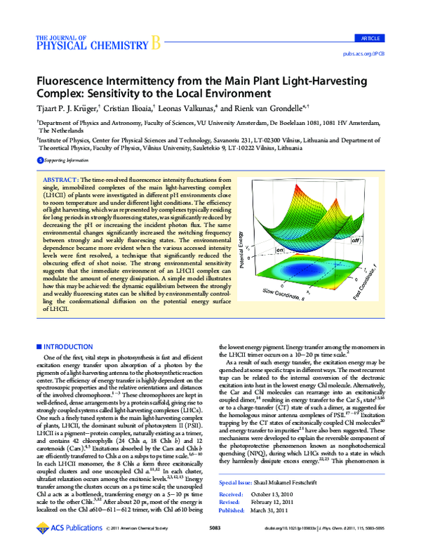 (PDF) Fluorescence Intermittency from the Main Plant Light-Harvesting ...