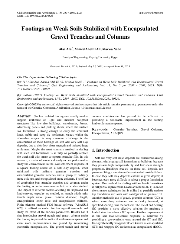 (PDF) Stabilizing Weak Soils with Gravel Techniques
