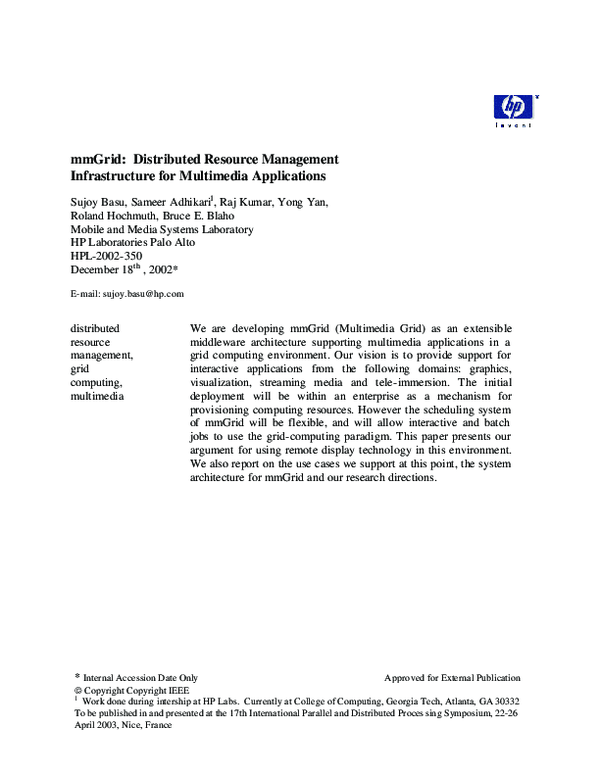 Pdf Mmgrid Distributed Resource Management Infrastructure For