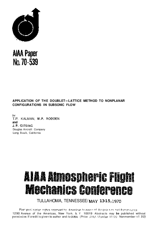 Pdf Application Of The Doublet Lattice Method To Nonplanar