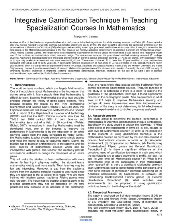 (PDF) Integrative Gamification Technique In Teaching Specialization ...