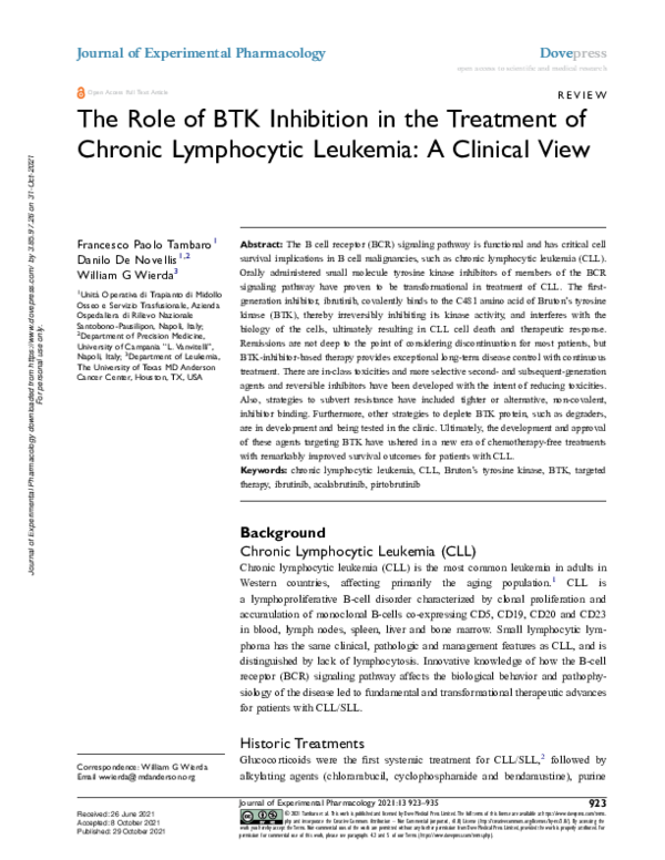 (PDF) The Role of BTK Inhibition in the Treatment of Chronic ...