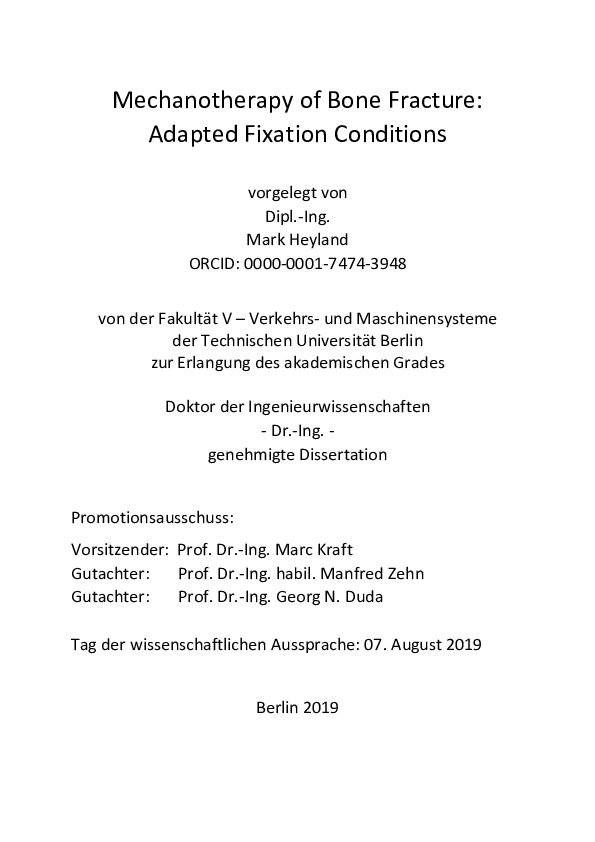(PDF) Mechanotherapy of bone fracture: Adapted fixation conditions ...
