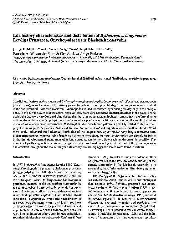 (PDF) Life history characteristics and distribution of Bythotrephes ...