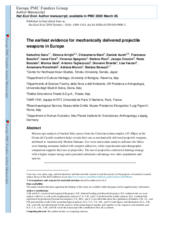 (PDF) The earliest evidence for mechanically delivered projectile ...