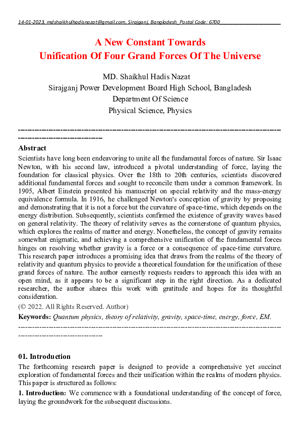 (DOC) A New Constant Towards Unification Of Four Grand Forces Of The ...
