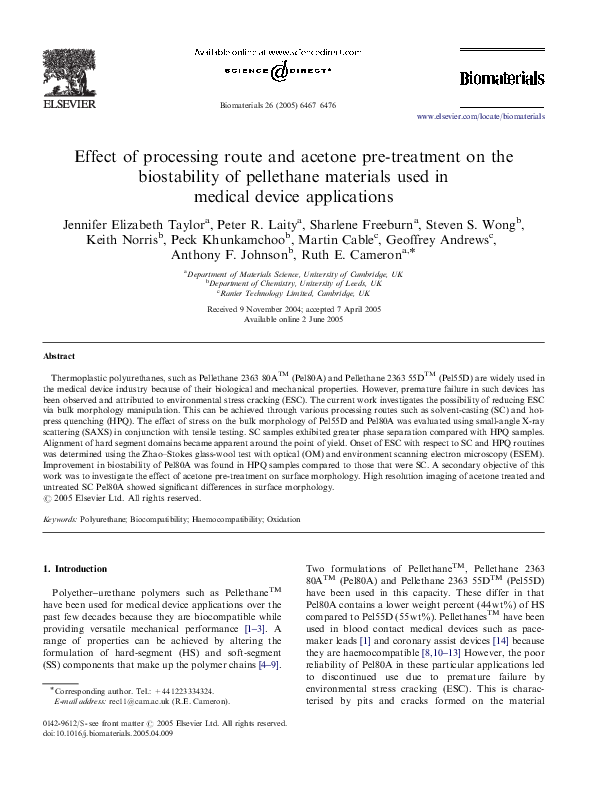 (PDF) Effect of processing route and acetone pre-treatment on the ...