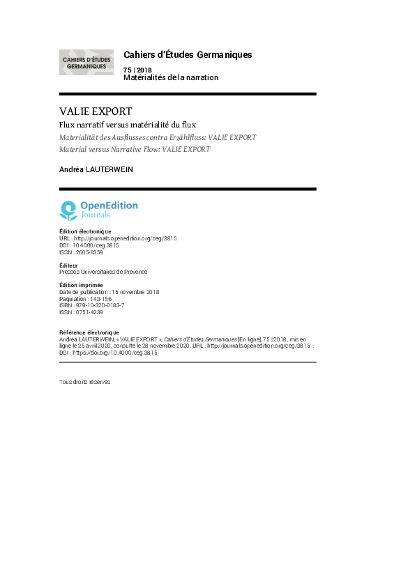 (PDF) Valie Export