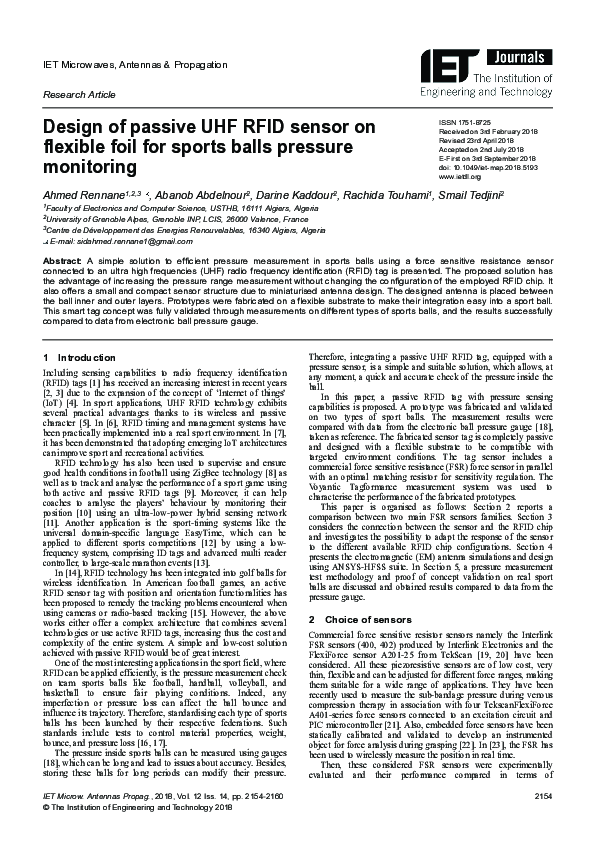 (PDF) Design of passive UHF RFID sensor on flexible foil for sports ...