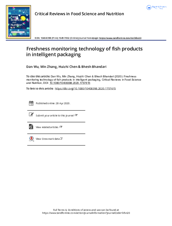 (PDF) Freshness monitoring technology of fish products in intelligent ...