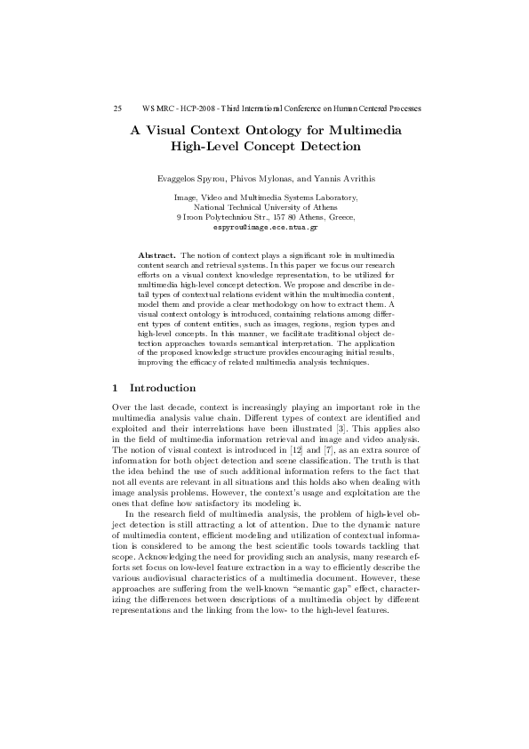 (PDF) A Visual Context Ontology for Multimedia High-Level Concept Detection | Phivos Mylonas ...