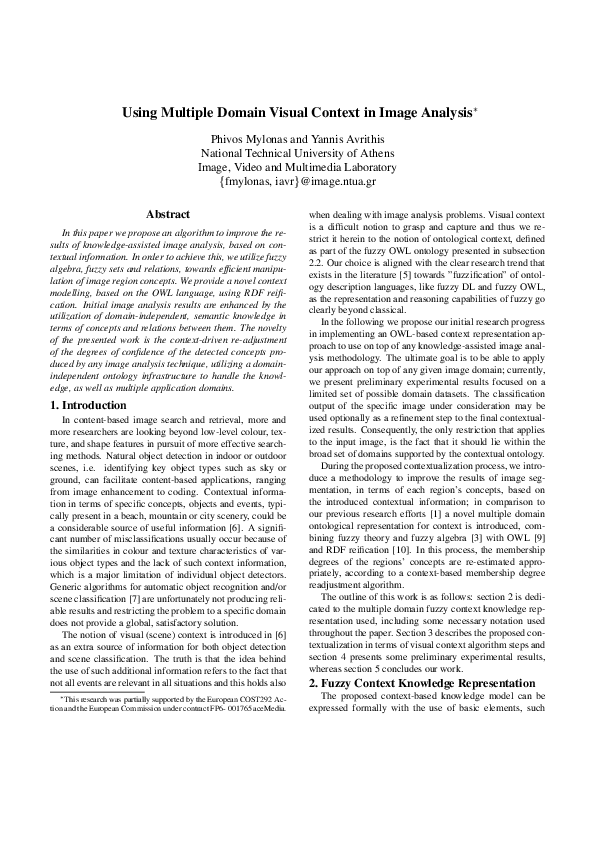 Pdf Using Multiple Domain Visual Context In Image Analysis