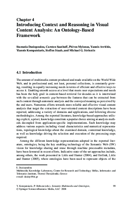Pdf Introducing Context And Reasoning In Visual Content Analysis An