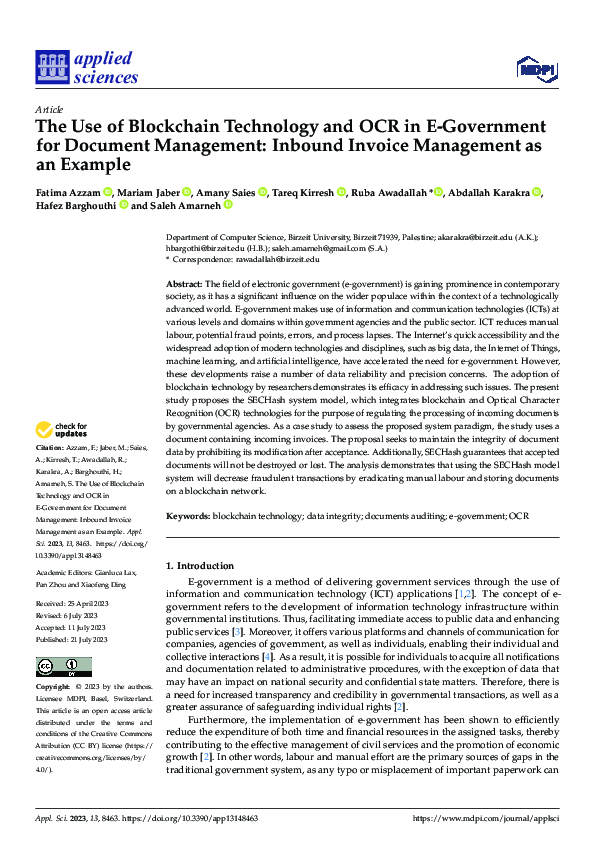 (PDF) The Use of Blockchain Technology and OCR in E-Government for Document Management: Inbound ...