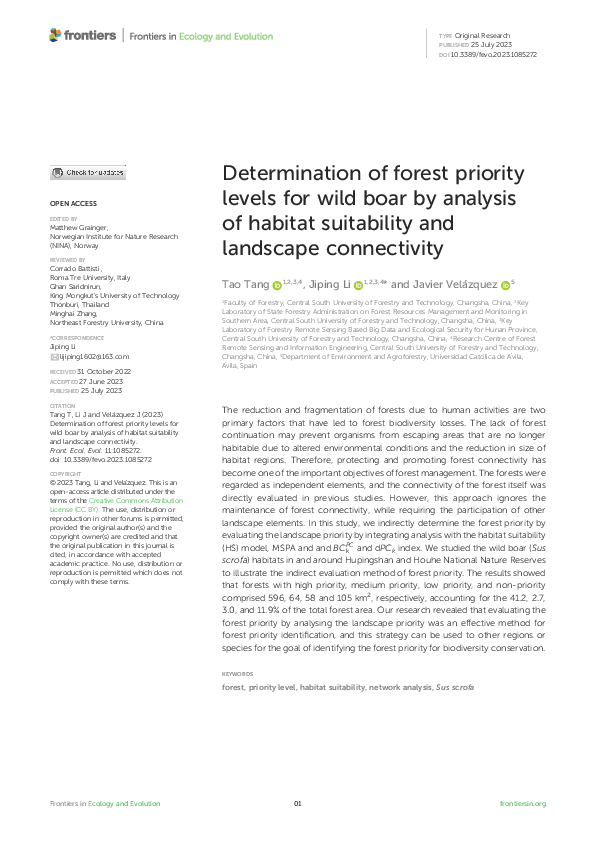 (PDF) Determination of forest priority levels for wild boar by analysis ...