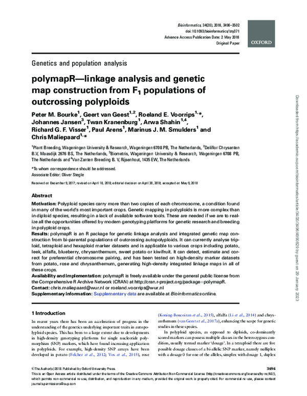 (PDF) polymapR—linkage analysis and genetic map construction from F1 ...