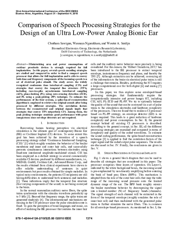 (PDF) Comparison of speech processing strategies for the design of an ...