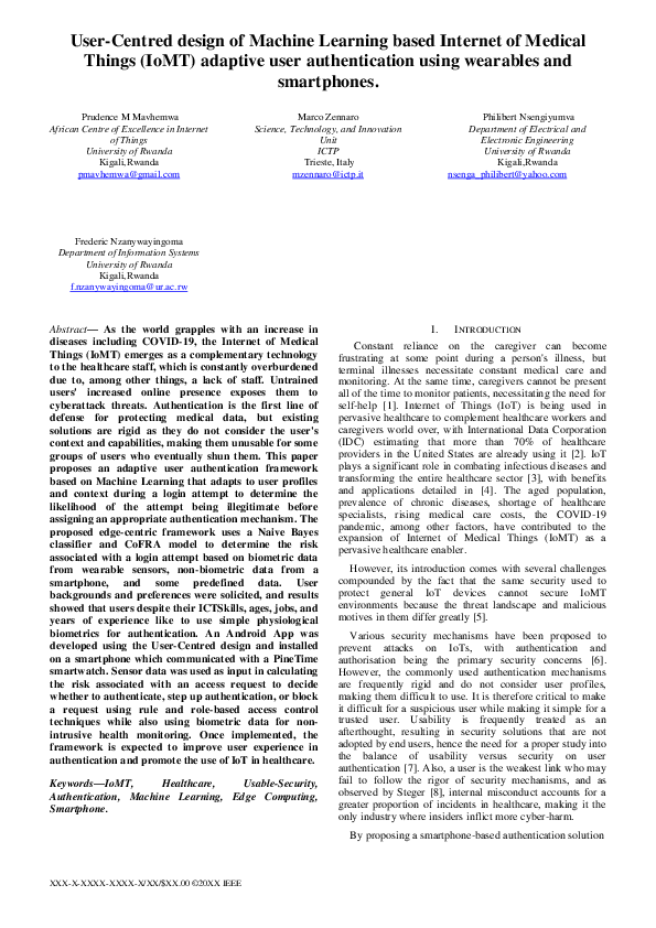 (PDF) User-Centred design of Machine Learning based Internet of Medical Things (IoMT) adaptive ...
