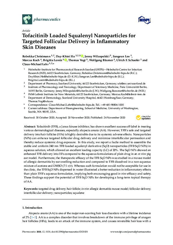 (PDF) Tofacitinib Loaded Squalenyl Nanoparticles for Targeted ...