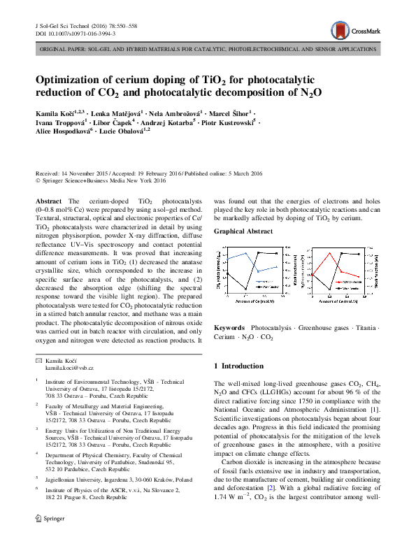 (PDF) Optimization of cerium doping of TiO2 for photocatalytic ...